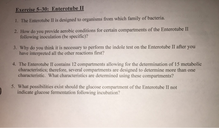 Solved Exercise 5-30: Enterotube II 1. The Enterotube II is | Chegg.com