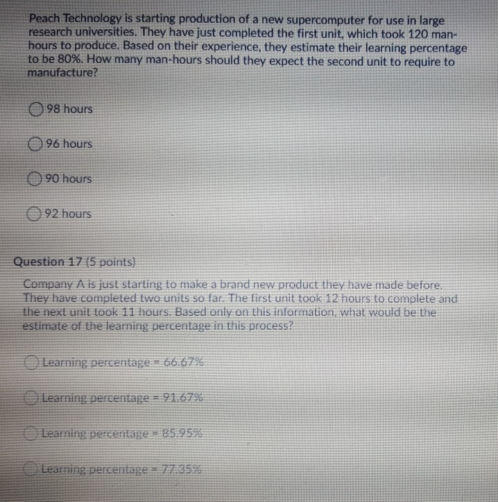 Solved Peach Technology is starting production of a new | Chegg.com