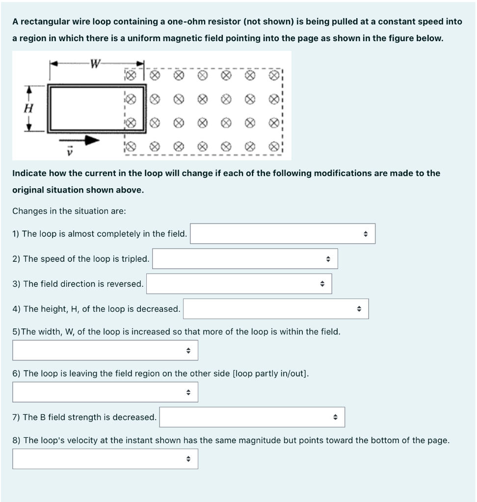 Solved A rectangular wire loop containing a one-ohm resistor | Chegg.com