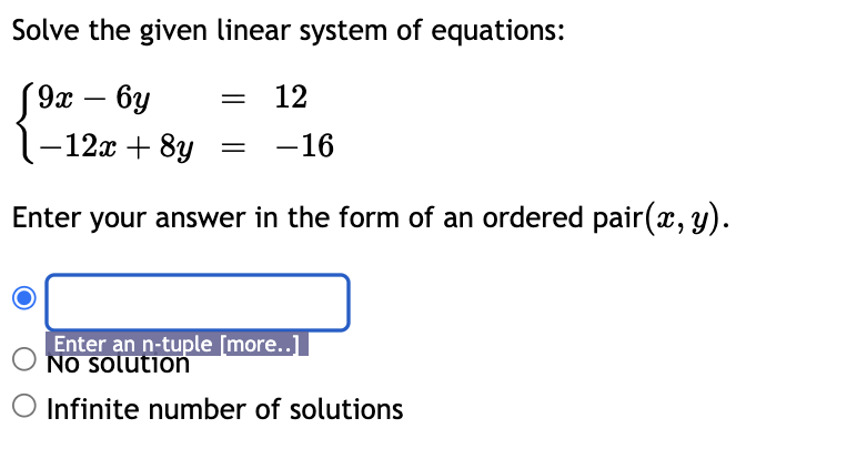 Solved Solve the given linear system of equations: | Chegg.com