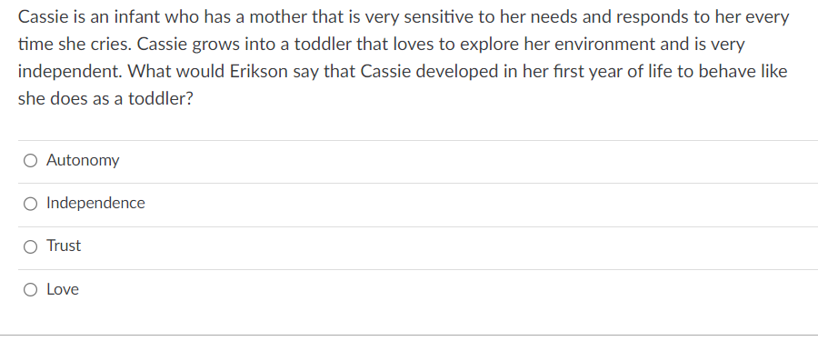 Solved Cassie is an infant who has a mother that is very | Chegg.com