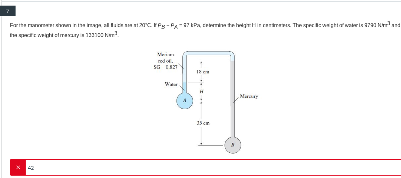 Solved For the manometer shown in ﻿the image, all fluids are | Chegg.com