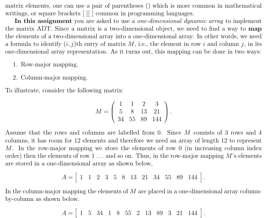 Solved 1 Introduction A m×n matrix is a two-dimensional | Chegg.com