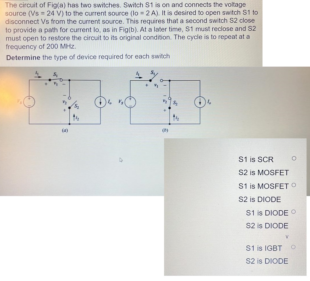 Solved The circuit of Fig(a) has two switches. Switch S1 is | Chegg.com