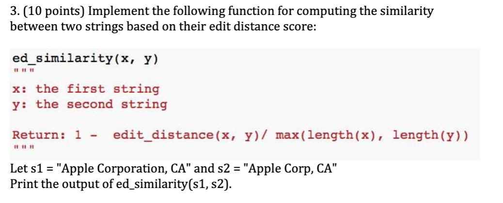 3.(10 points) Implement the following function for | Chegg.com