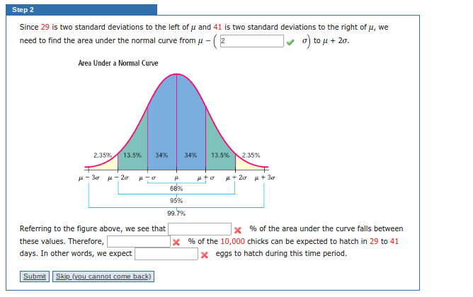 Solved Step 2 Since 29 is two standard deviations to the | Chegg.com