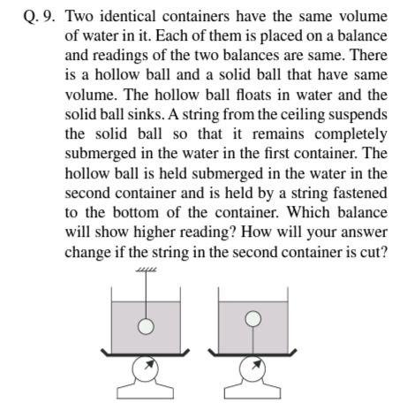 Solved Q. 9. Two identical containers have the same volume | Chegg.com