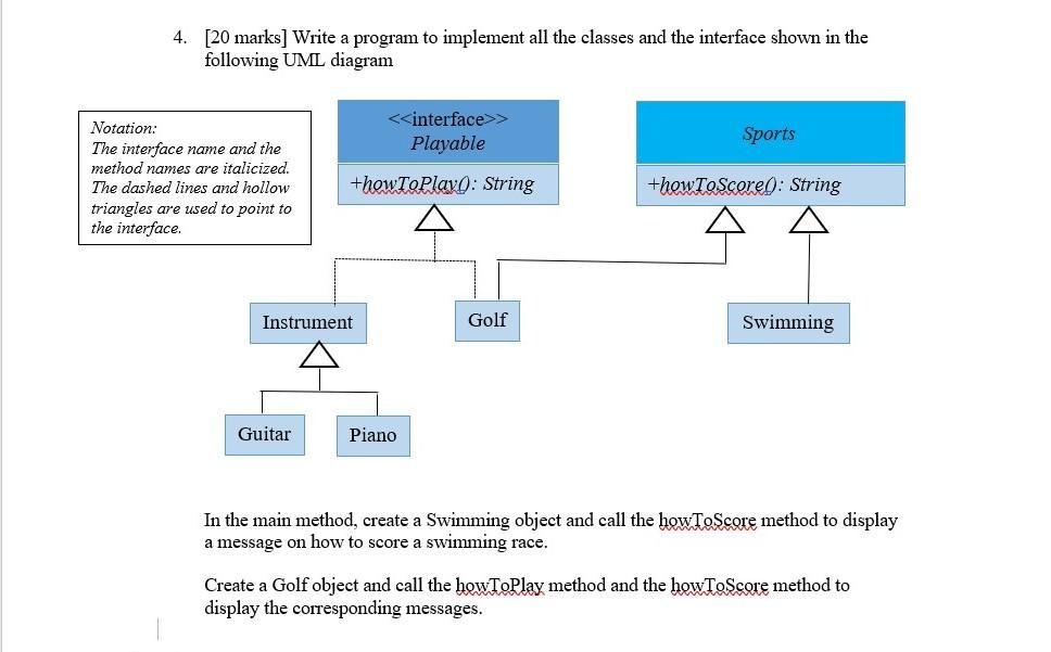 Solved 4. [20 marks] Write a program to implement all the | Chegg.com