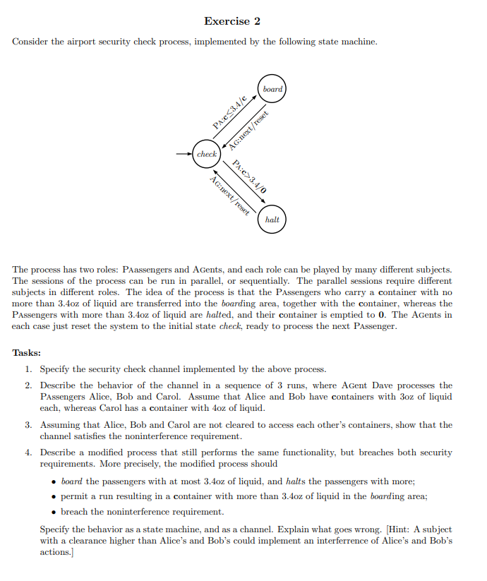 Solved Exercise 2Consider the airport security check | Chegg.com
