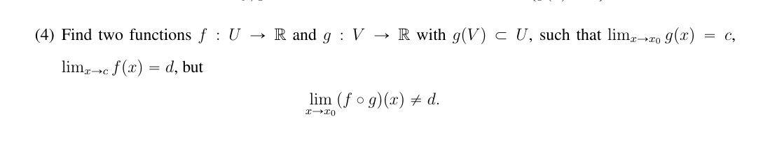 Solved (4) ﻿Find two functions f:U→R ﻿and g:V→R ﻿with | Chegg.com