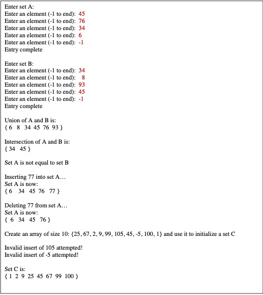 Solved C Create Class Integerset For Which Each Object