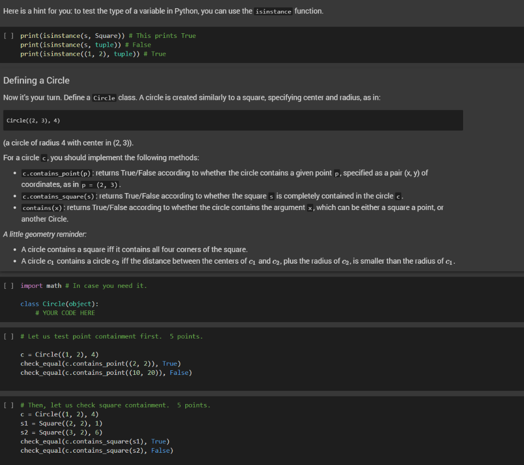 Solved Here is a class that represents a square in the | Chegg.com
