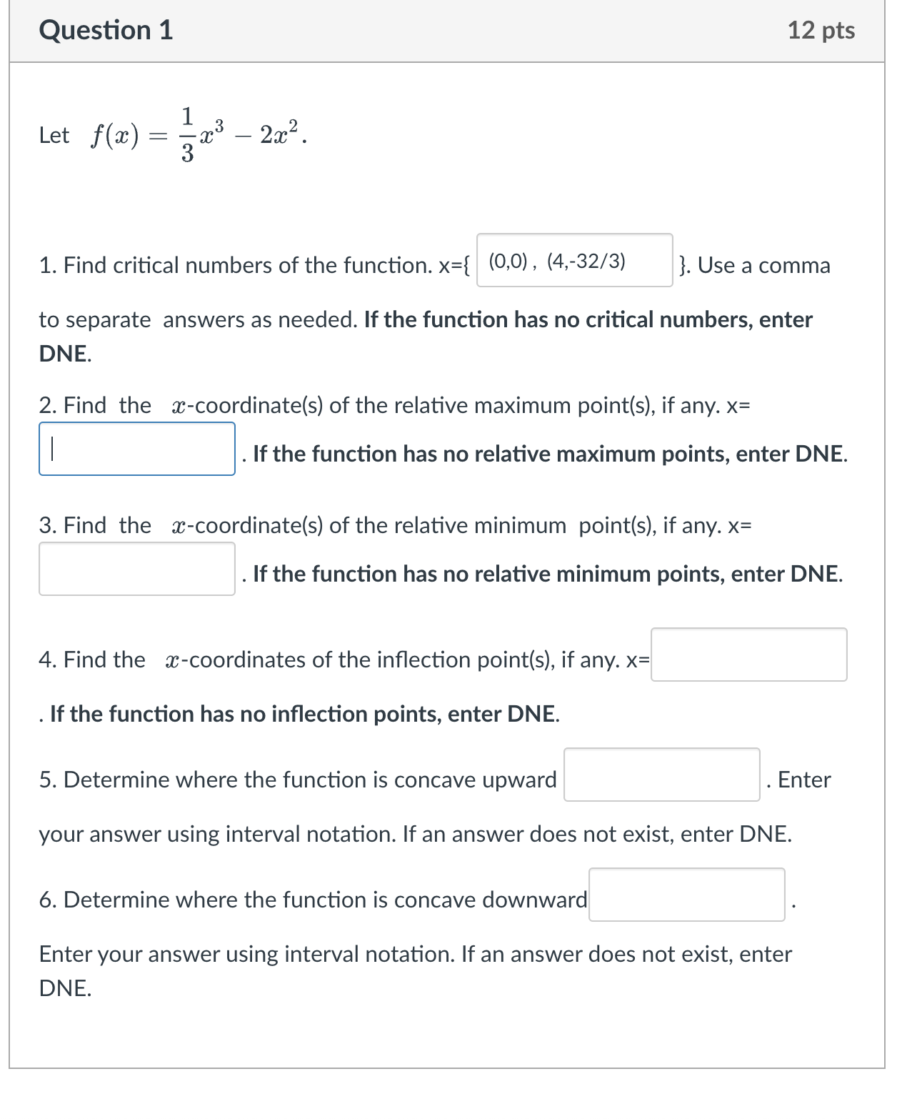 Solved Question 1Let f(x)=13x3-2x2.Find critical numbers of | Chegg.com
