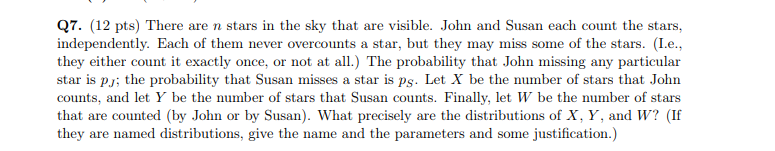 Solved Q7. (12 pts) There are n stars in the sky that are | Chegg.com