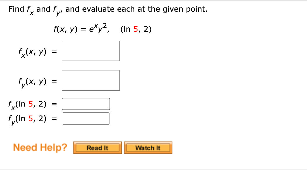 Solved Find fx and fy and evaluate each at the given point. | Chegg.com