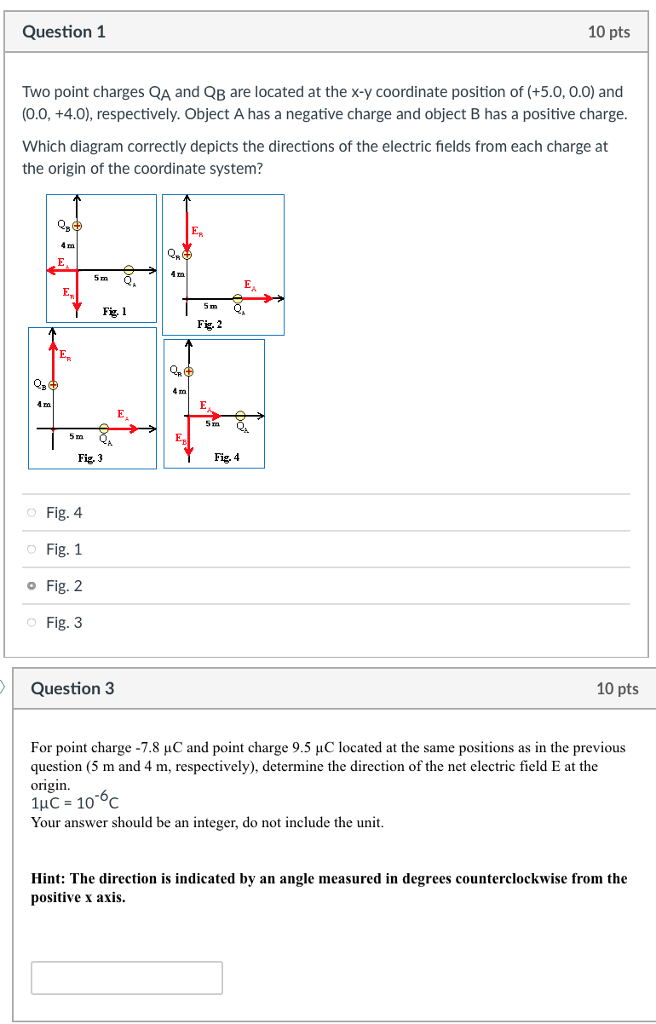 Solved Question 1 10 pts Two point charges QA and QB are | Chegg.com