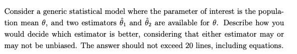 Solved Consider a generic statistical model where the | Chegg.com