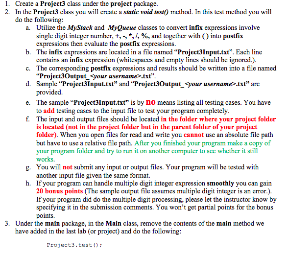 Solved 1. Create a Project3 class under the project package. | Chegg.com