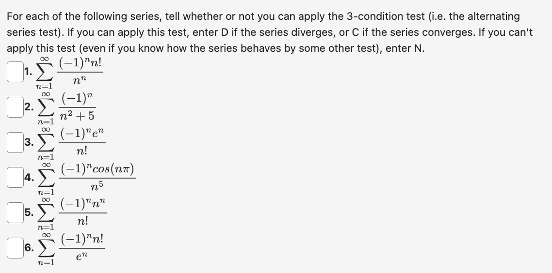 Solved For each of the following series, tell whether or not | Chegg.com