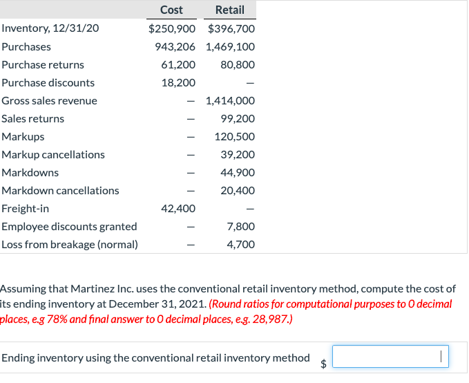 Solved Inventory, 12/31/20 Purchases Purchase returns | Chegg.com