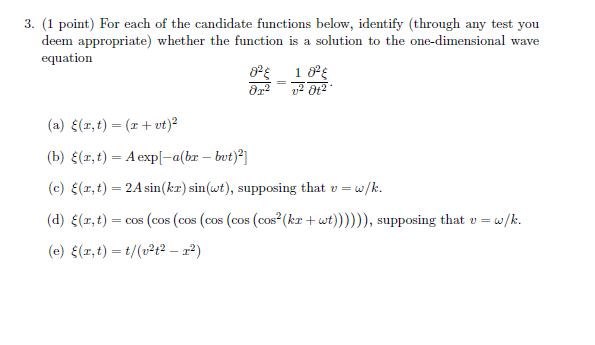 Solved 3. (1 point) For each of the candidate functions | Chegg.com