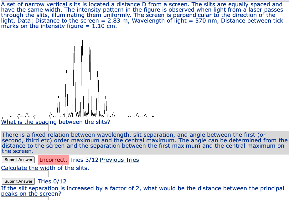 Solved A set of narrow vertical slits is located a distance | Chegg.com
