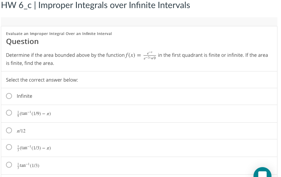 Solved HW 6 d | Improper Integrals with Discontinuities | Chegg.com
