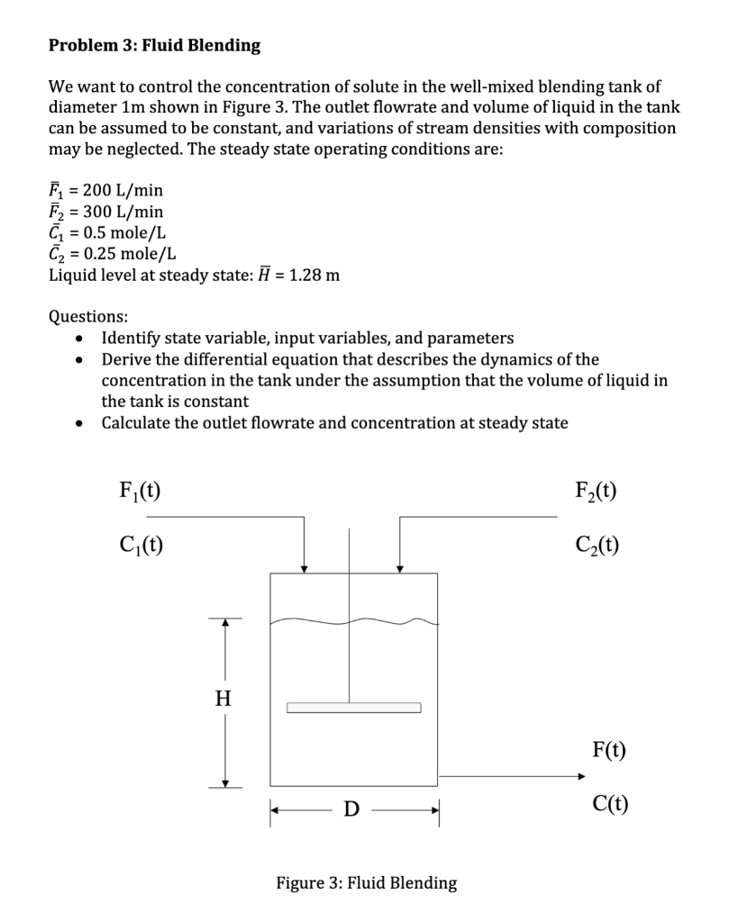 Solved Problem 1: Fluid Mixing Two streams (1 and 2) are | Chegg.com