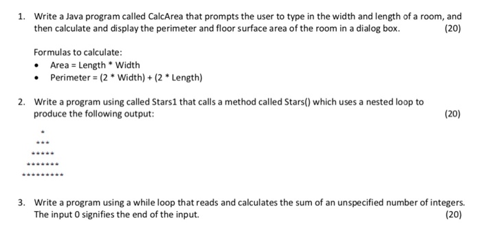 Solved Write A Java Program Called Calcarea That Prompts The 