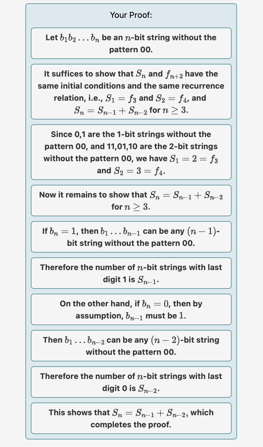 Solved Let Sn be the number of n-bit strings that do not | Chegg.com