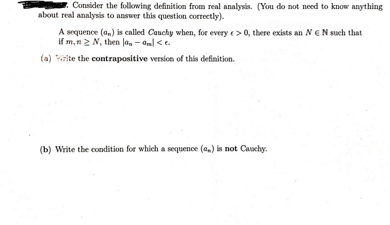 Solved Consider the following definition from real analysis. | Chegg.com