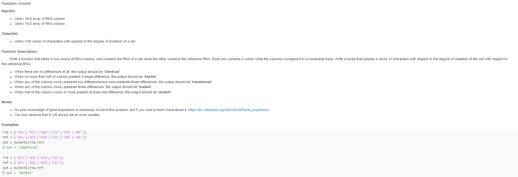 Solved - (char) Nx3 array of RNA codons - (char) Nx3 array | Chegg.com