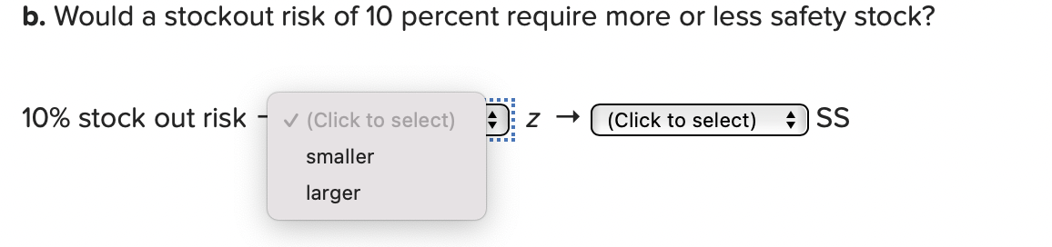 Solved b. Would a stockout risk of 10 percent require more | Chegg.com