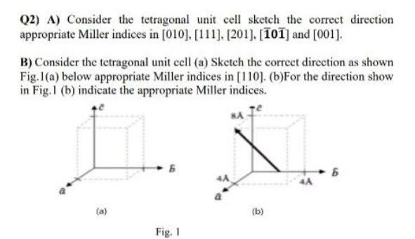 Solved Q2) A) Consider the tetragonal unit cell sketch the | Chegg.com