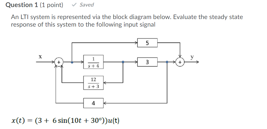 Solved Question 1 (1 point) Saved An LTI system is | Chegg.com