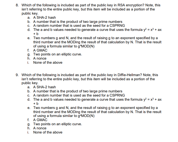 Solved 8. Which of the following is included as part of the | Chegg.com