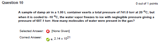 Solved Question 10 0 out of 1 points A sample of damp air in | Chegg.com