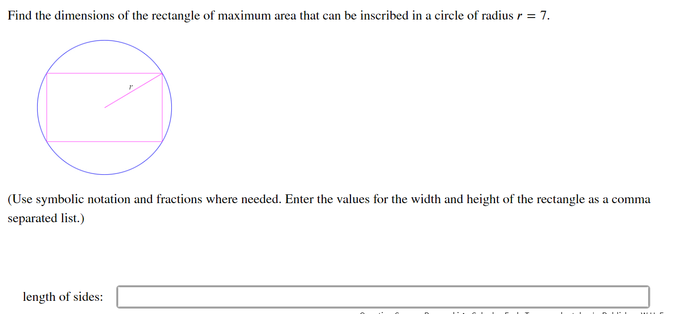 Solved Find the dimensions of the rectangle of maximum area | Chegg.com