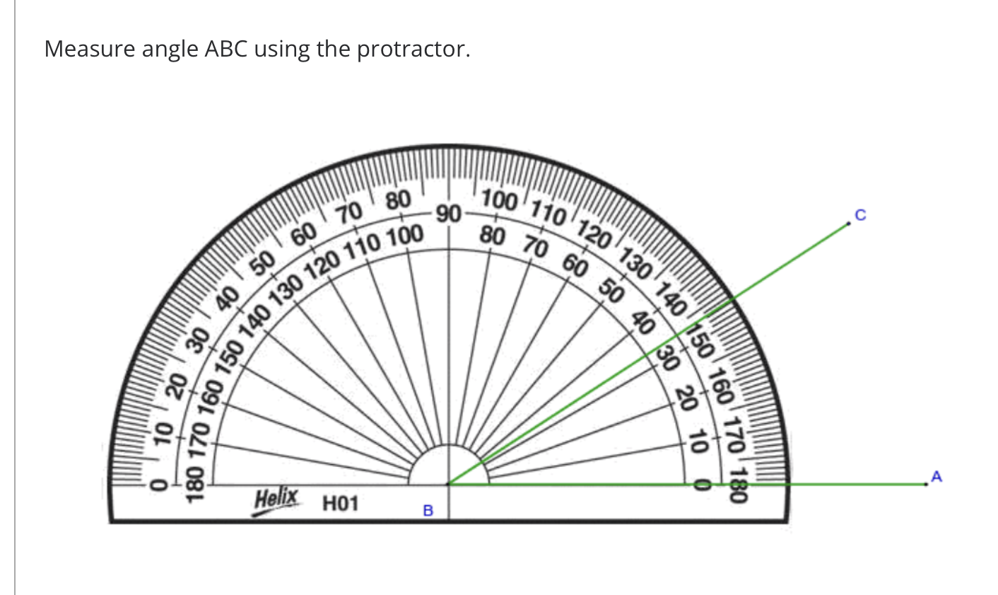 Solved Measure angle ABC using the protractor. | Chegg.com