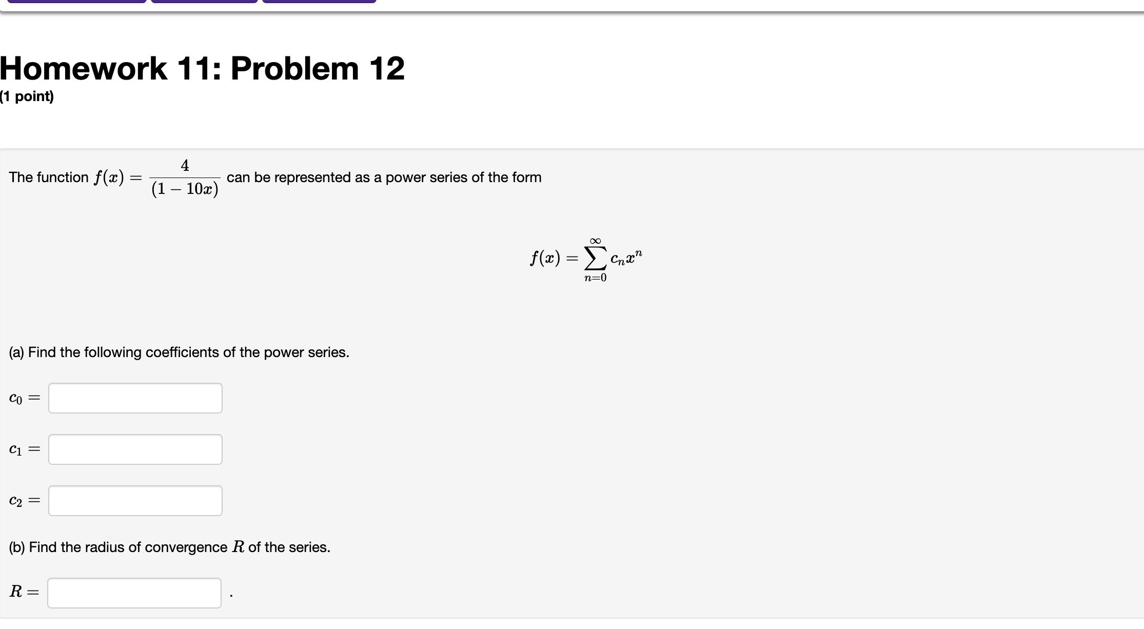 Solved Homework 11: Problem 12 (1 point) The function | Chegg.com