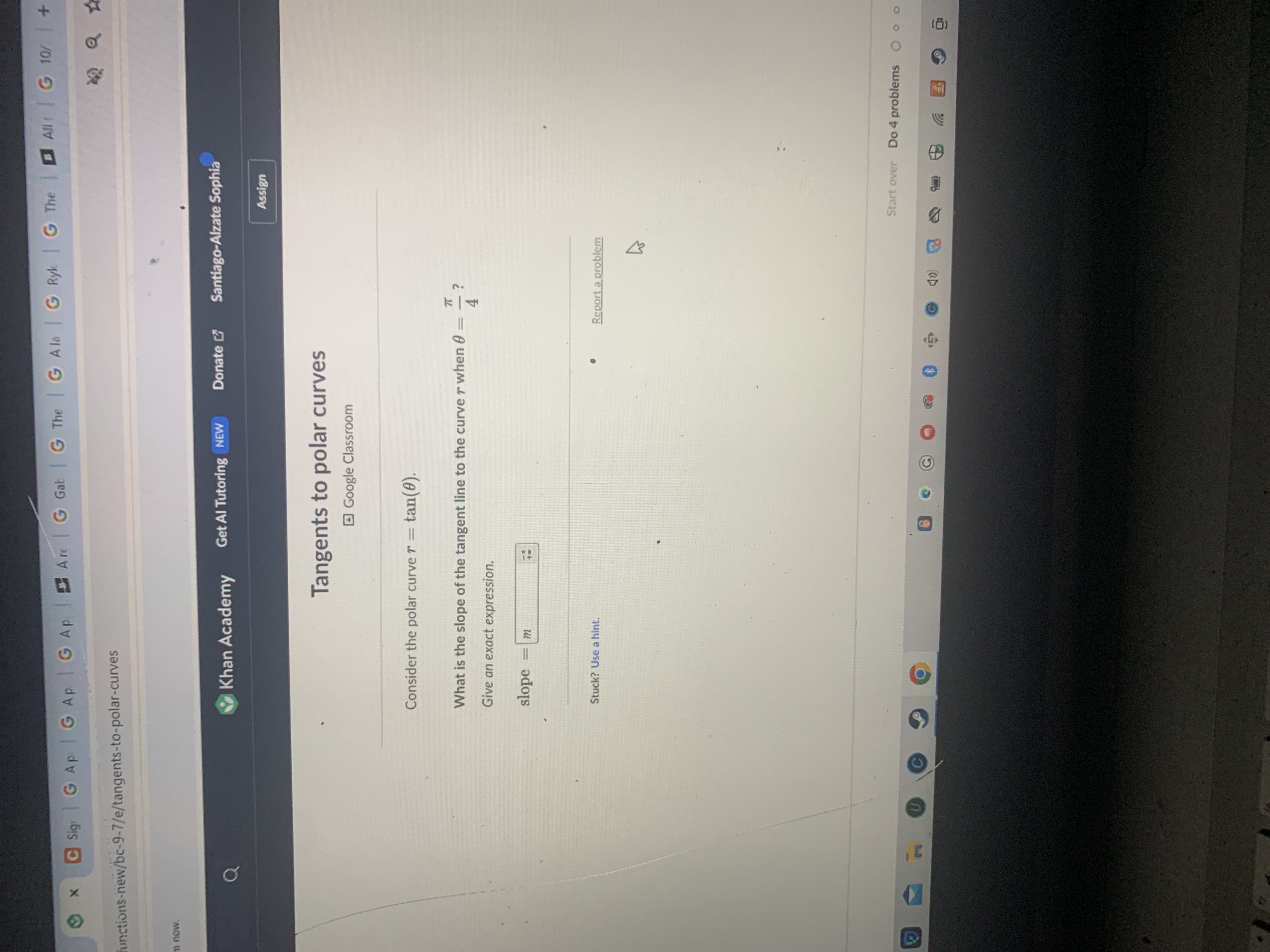 Solved Consider the polar curve r=tan(θ).What is the slope | Chegg.com