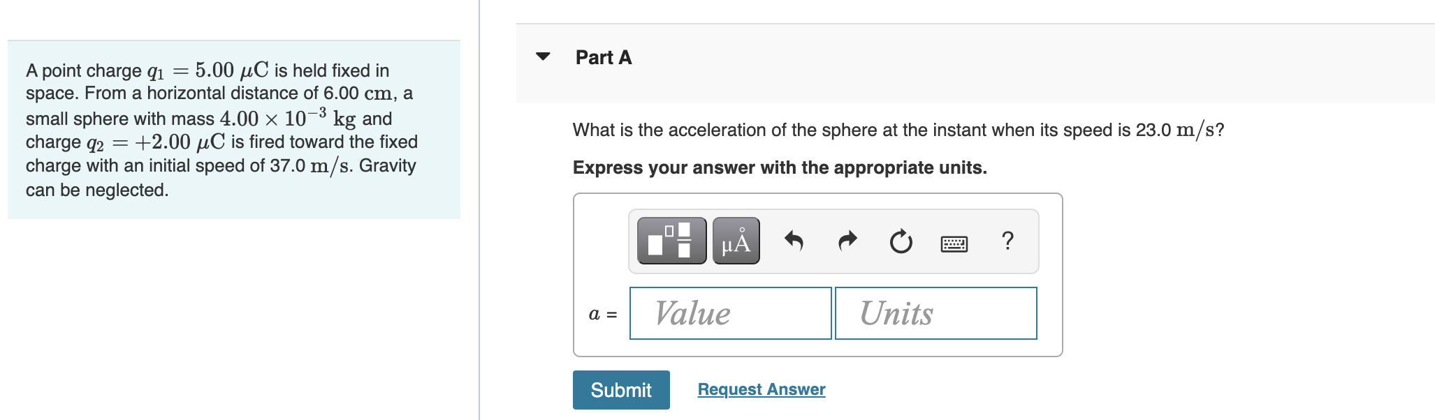 Solved A point charge q1 = 5.00 μC is held fixed in space. | Chegg.com