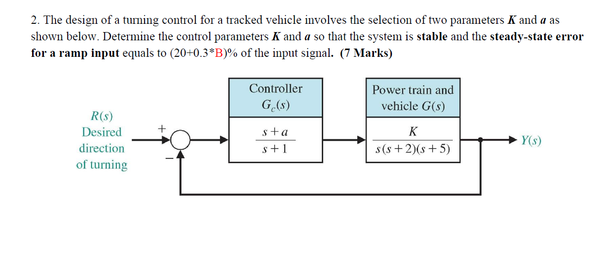 Solved 2. The design of a turning control for a tracked | Chegg.com