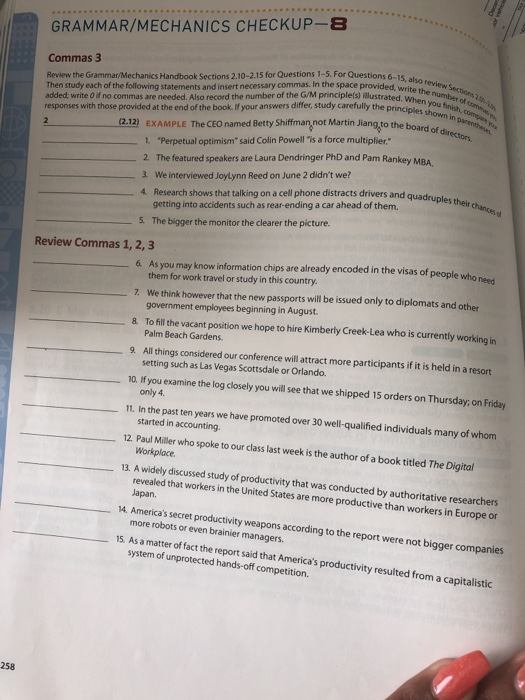GRAMMAR/MECHANICS CHECKUP-8 Review the | Chegg.com