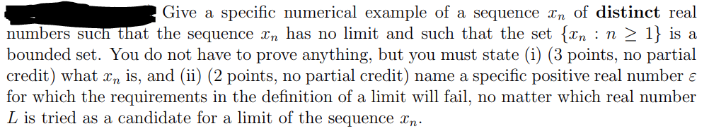 Solved Give a specific numerical example of a sequence In of | Chegg.com
