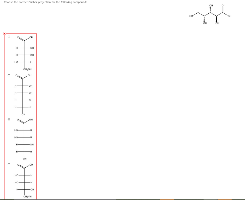 Solved Choose the correct Fischer projection for the | Chegg.com