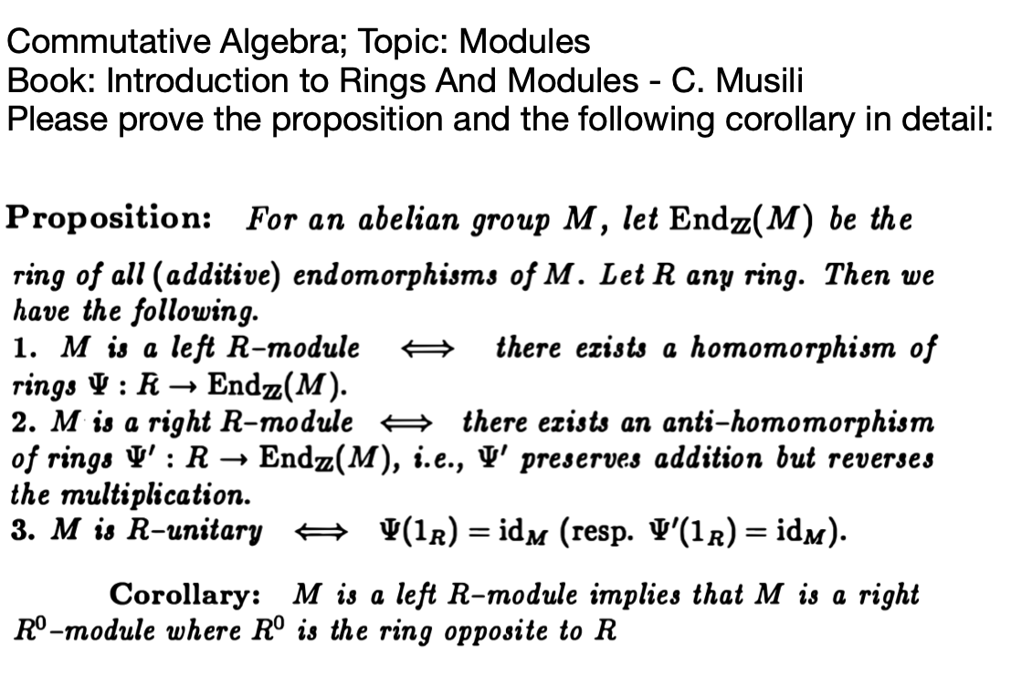 Solved Commutative Algebra; Topic: Modules Book: | Chegg.com