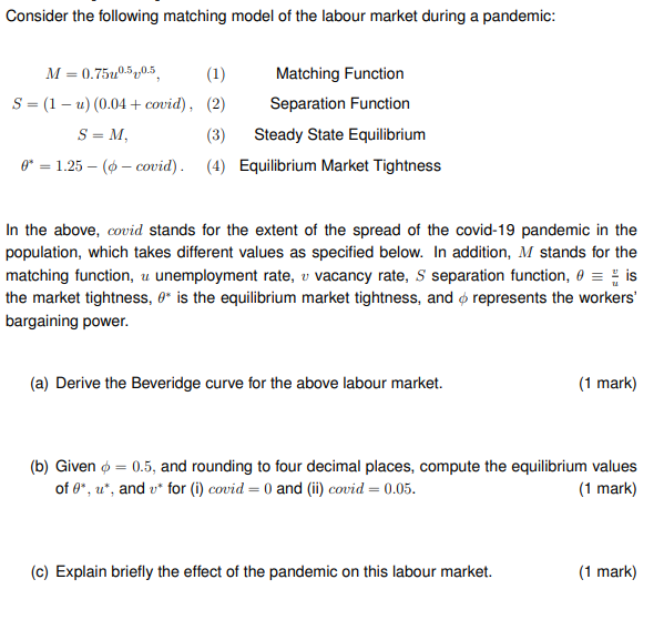 Consider the following matching model of the labour | Chegg.com
