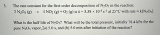 Solved The rate eonstant for the first-order decomposition | Chegg.com