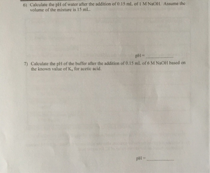 Solved Calculate the pH of water after the addition of 0.15 | Chegg.com
